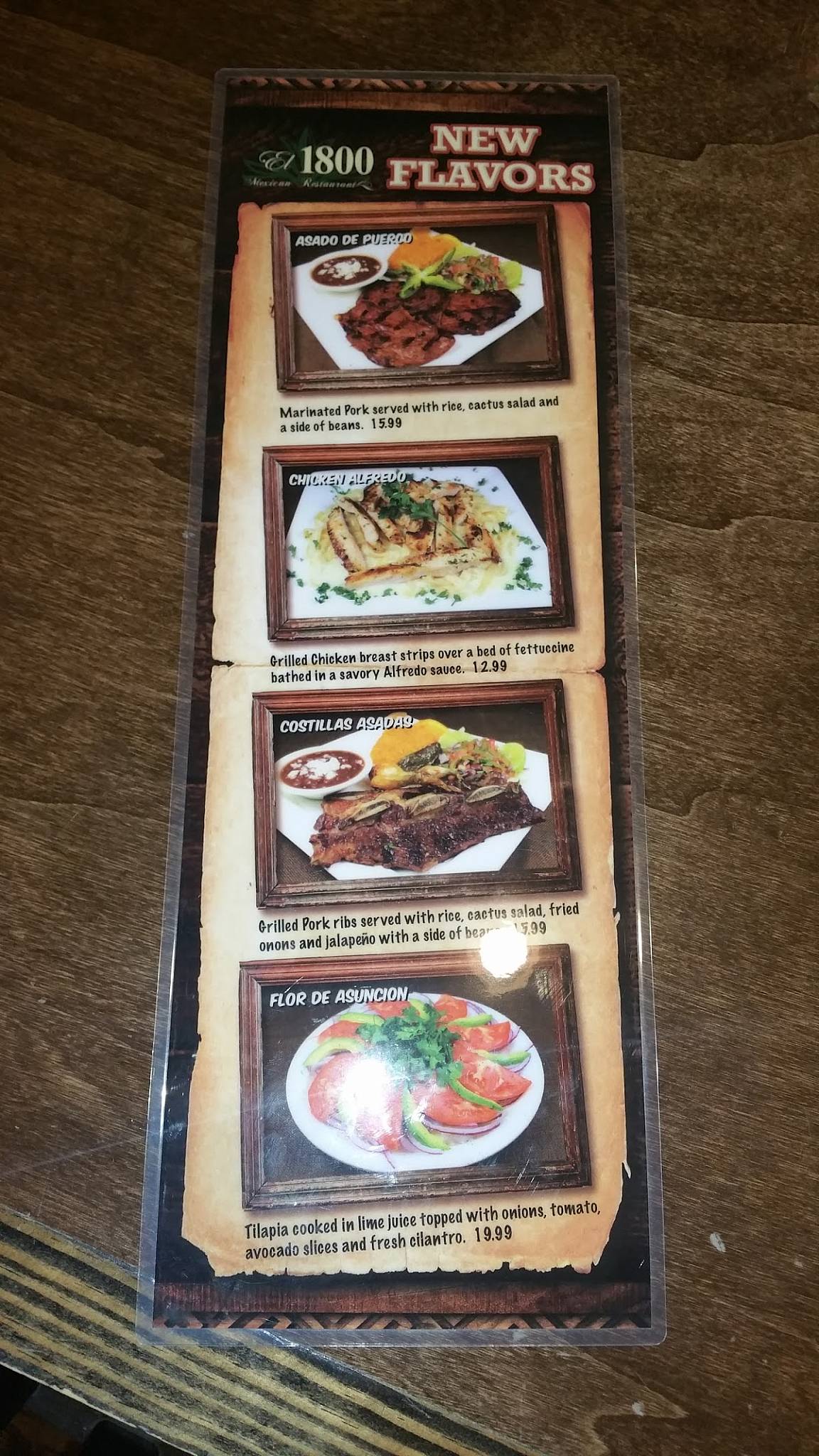 Menu at El 1800 Mexican Restaurant, Douglas