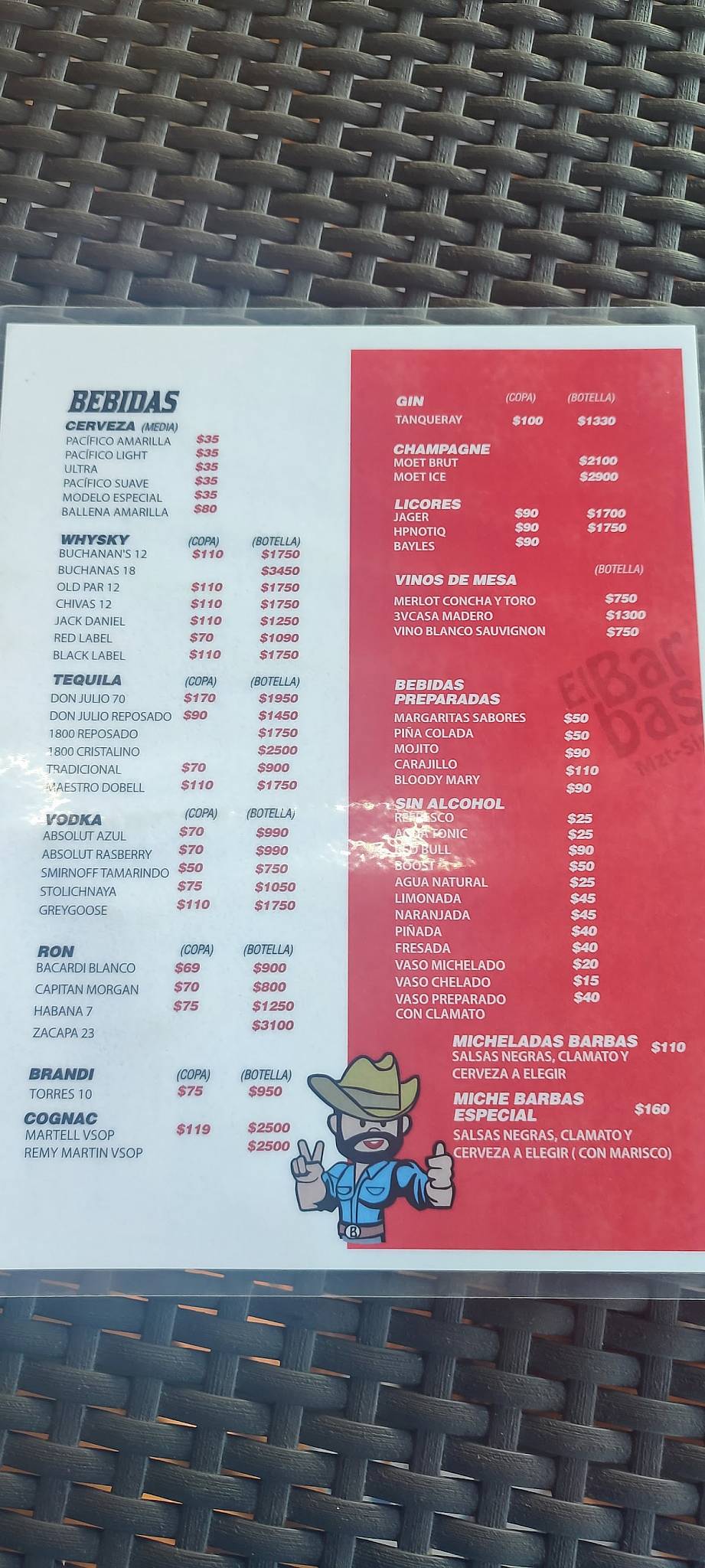 Carta del restaurante Tony Tijuana Tacos y Mariscos, Mazatlán