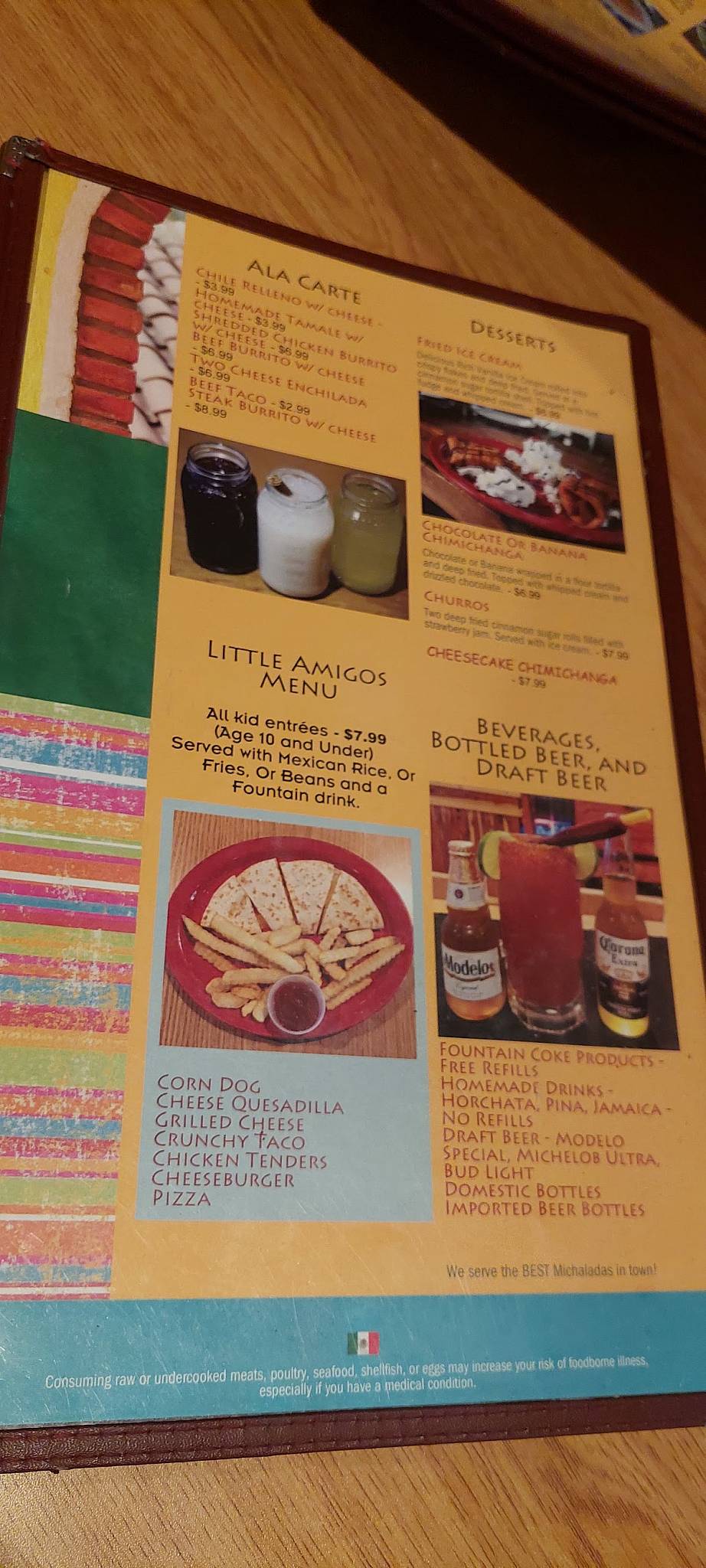 Menu at El Ranchero Loco restaurant, Pigeon Forge