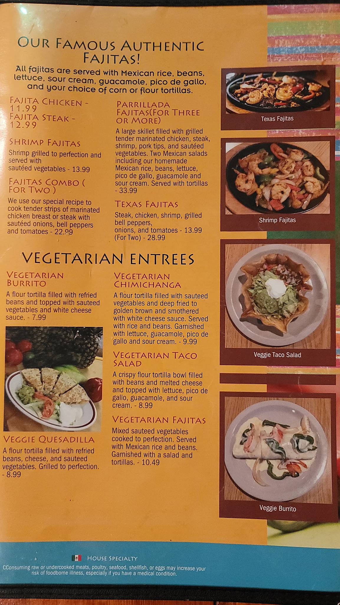 Menu at El Ranchero Loco restaurant, Pigeon Forge