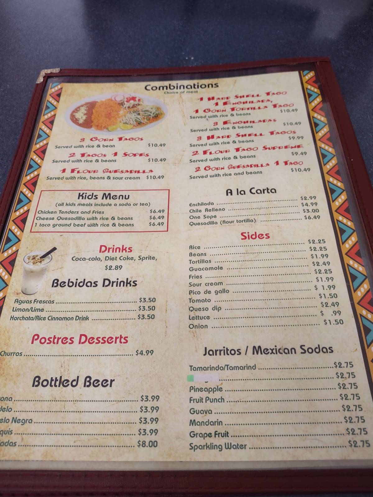 Menu at El Taco Rico Mexican Kitchen restaurant, DeLand
