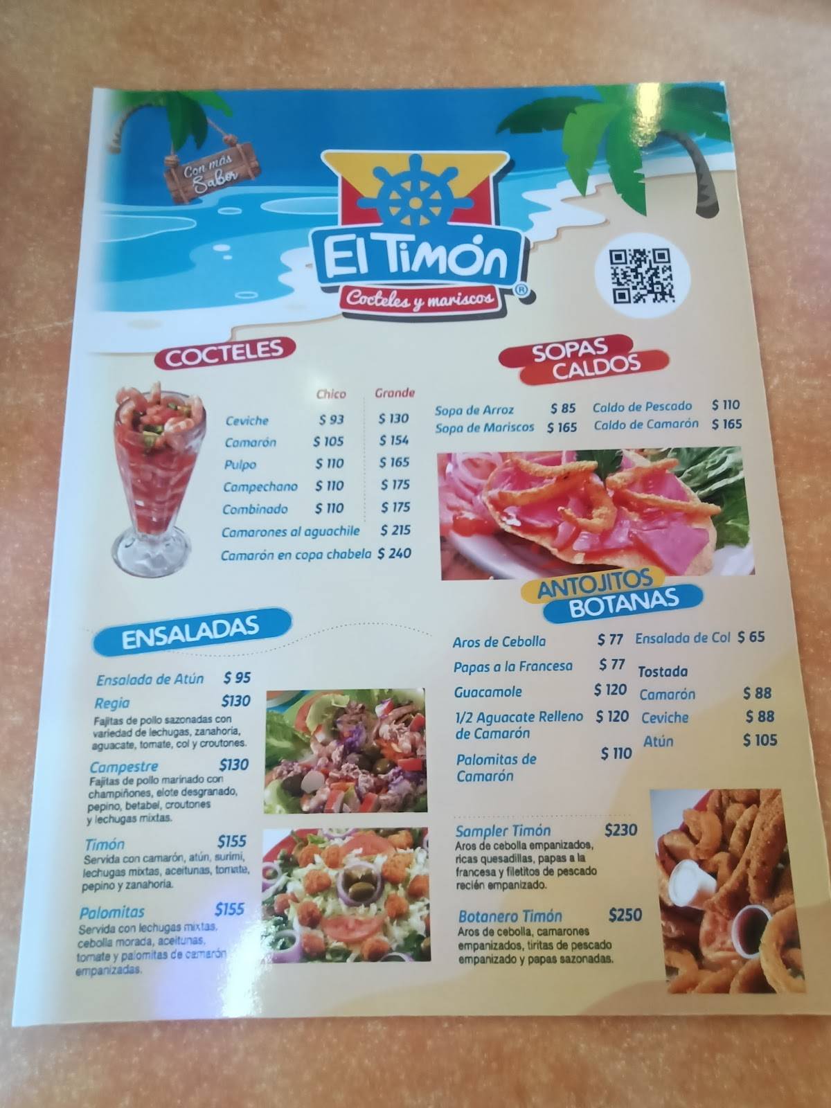 Carta del restaurante El Timón, Santa Catarina, Avenida Manuel Ordoñez 322