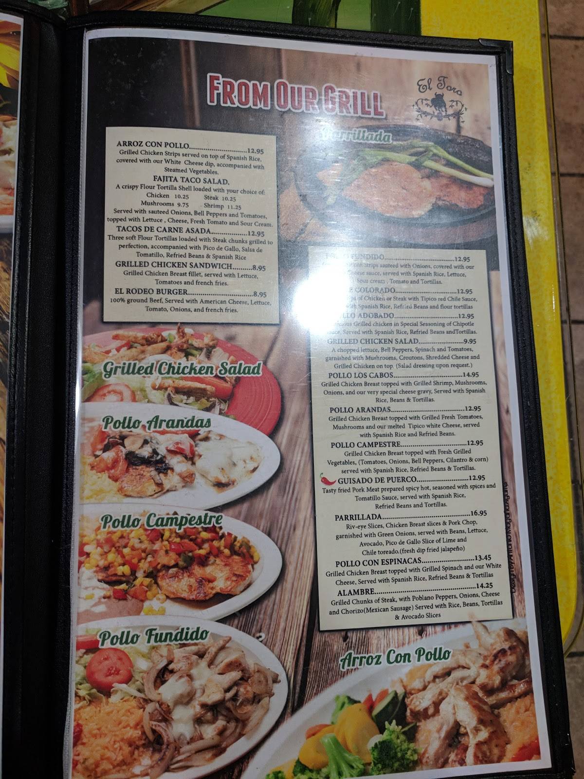Menu at El Toro Mexican Restaurant, Wahpeton