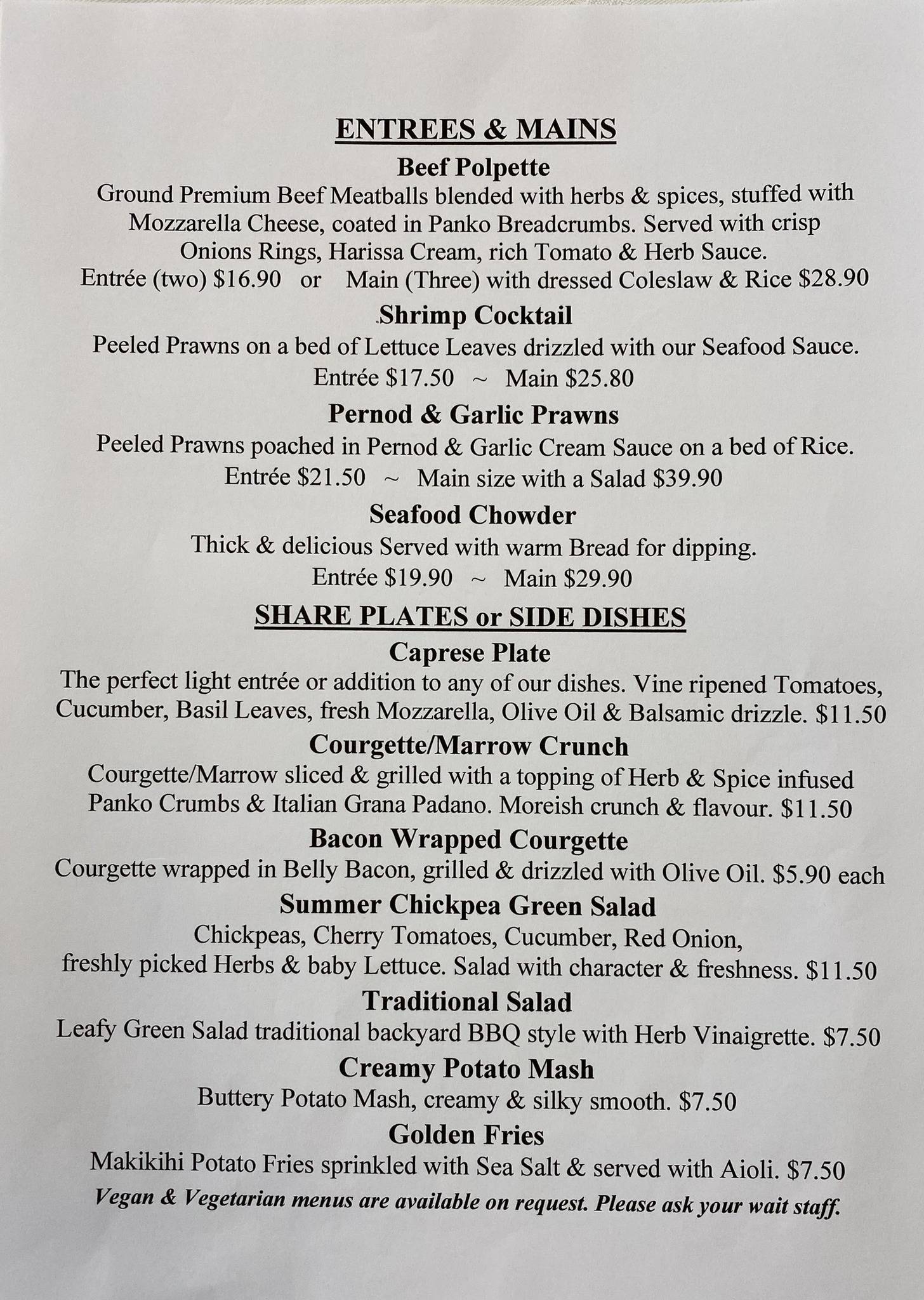 Menu at Elegance at 148 on Elles Restaurant, Invercargill