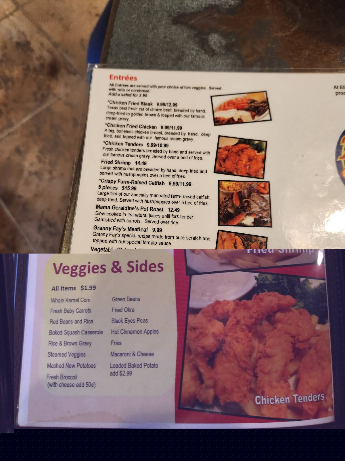 Menu at Elijah's Cafe, Jasper, 201 W Gibson St