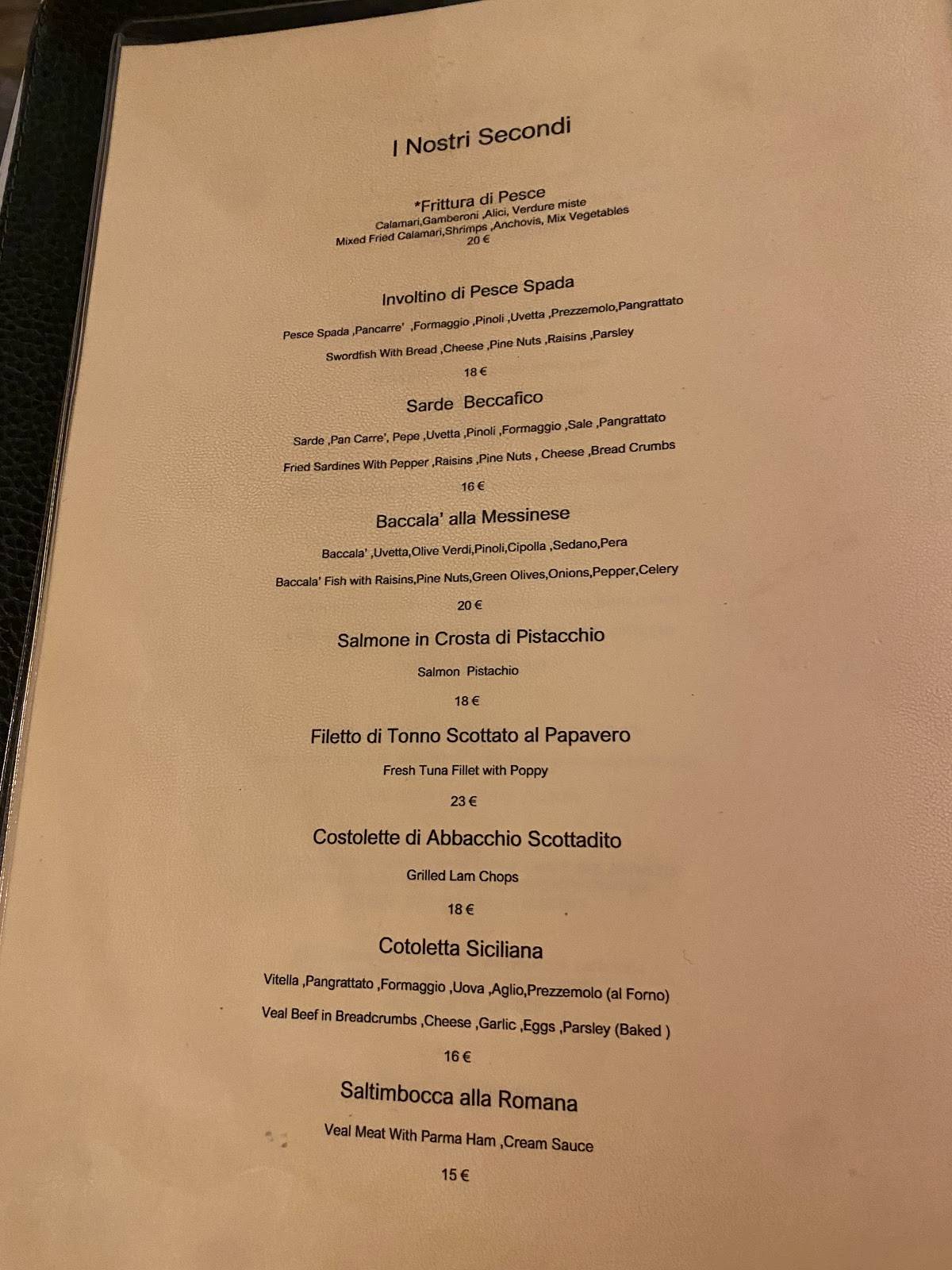 Menu at Elle Effe Restaurant, Rome