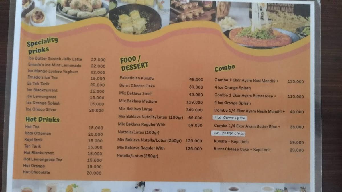 Menu at Emados Shawarma Sawangan restaurant, Depok