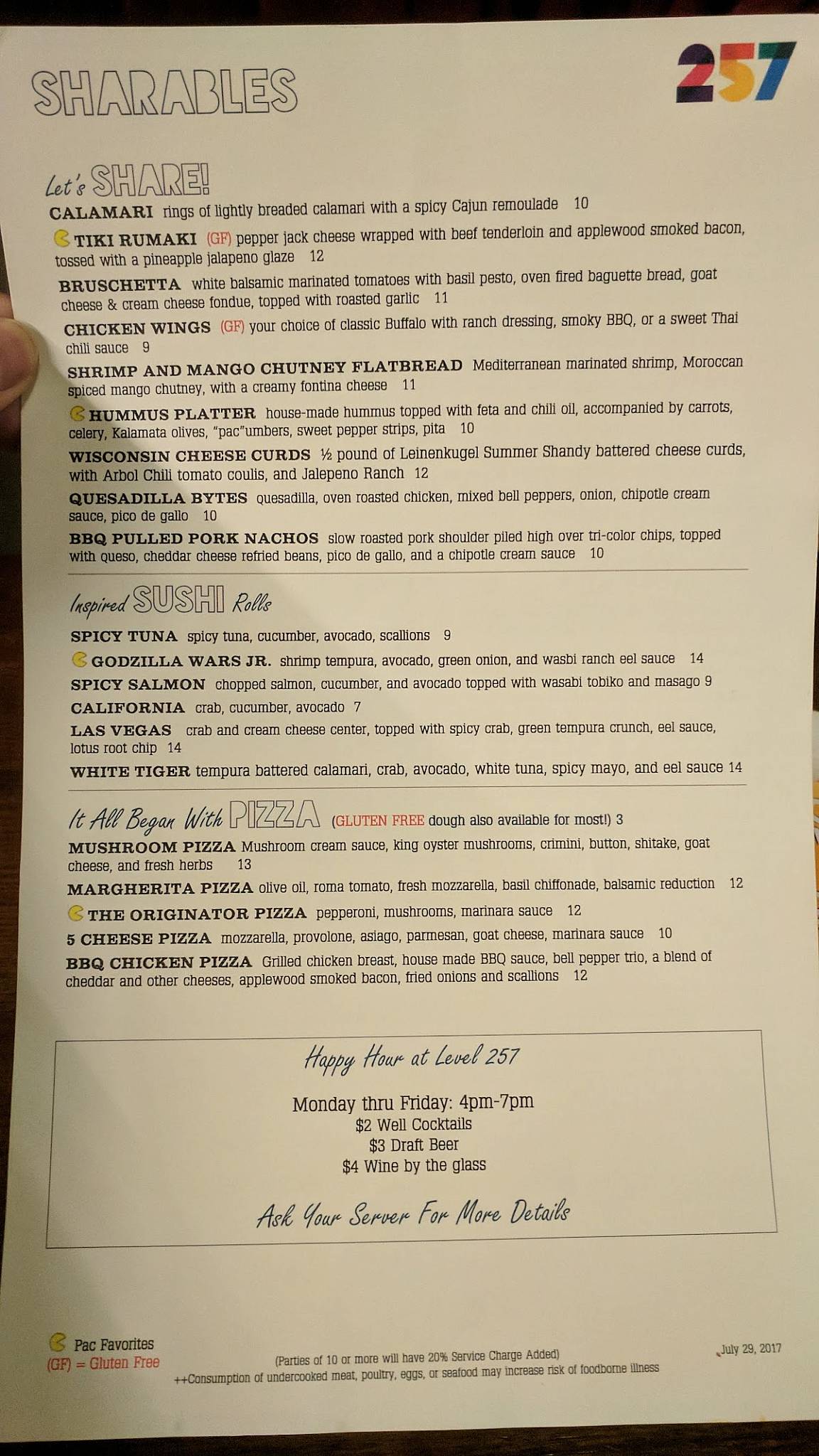 Menu at Enterrium restaurant, Schaumburg