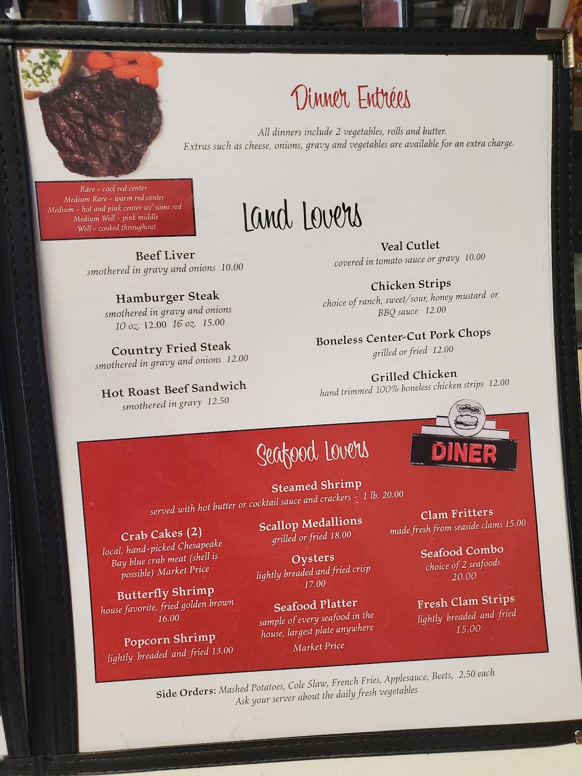 Menu at Exmore Diner restaurant, Exmore, Main St