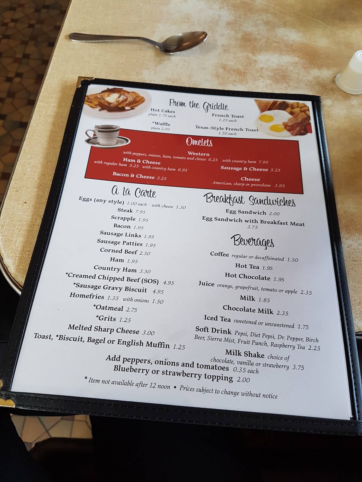 Menu at Exmore Diner restaurant, Exmore, Main St