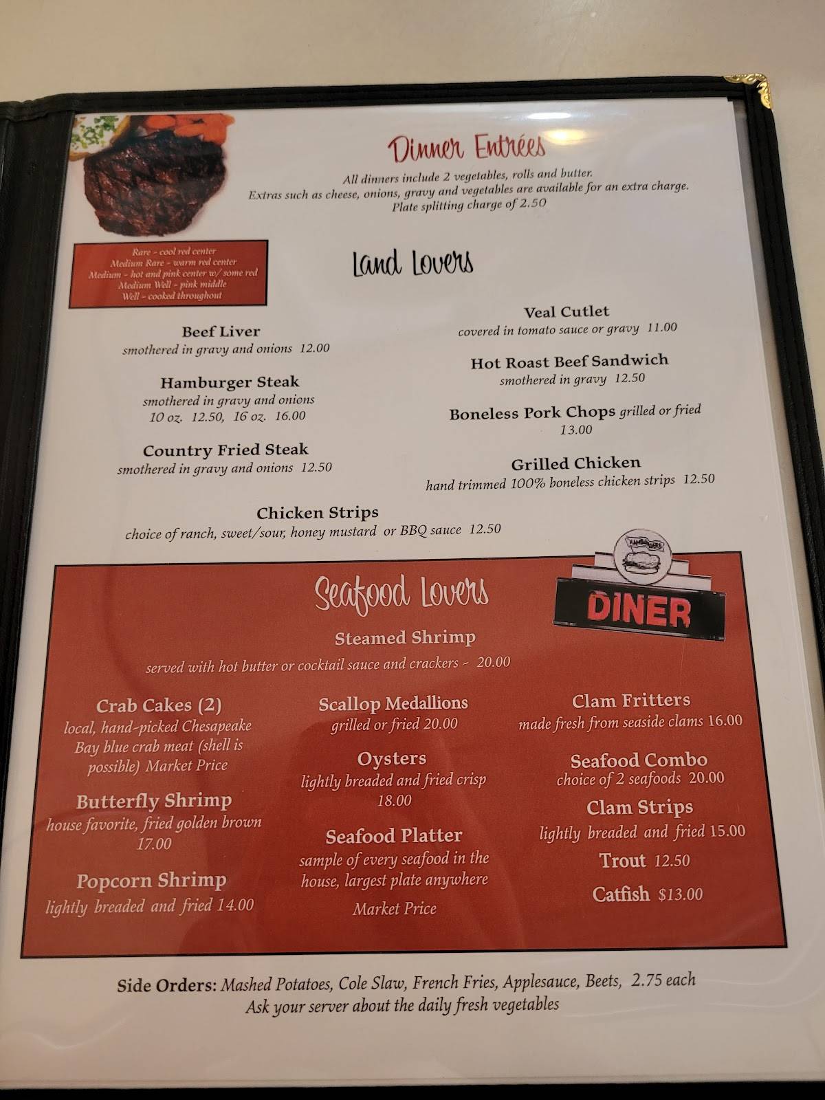 Menu at Exmore Diner restaurant, Exmore, Main St