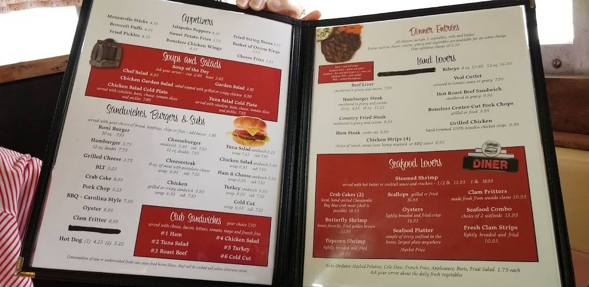 Menu at Exmore Diner restaurant, Exmore, Main St