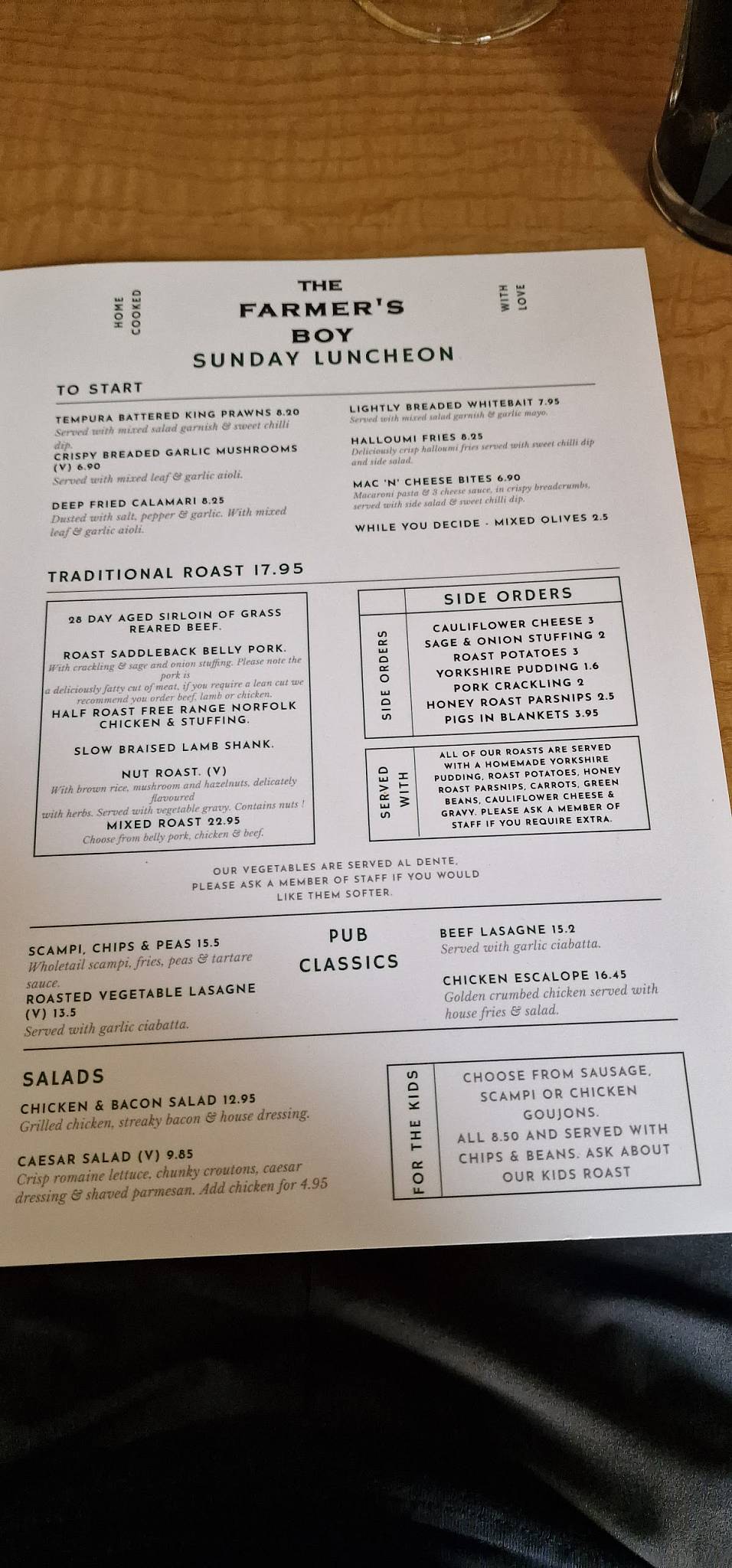 Menu at Farmers Boy Brickendon pub & bar, Hertford