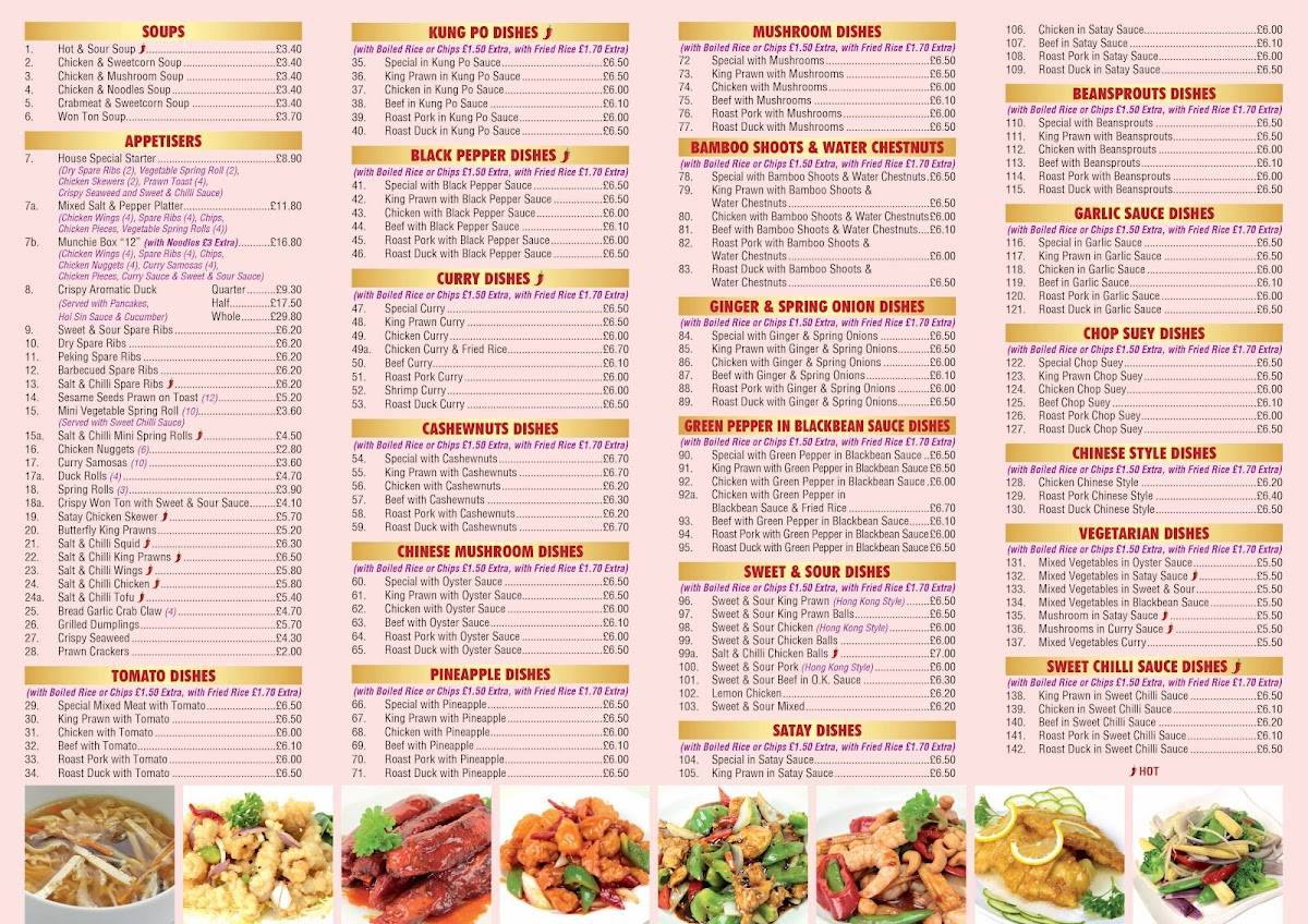 Menu at Happy Gathering fast food, Blackpool, 80 Norbreck Rd