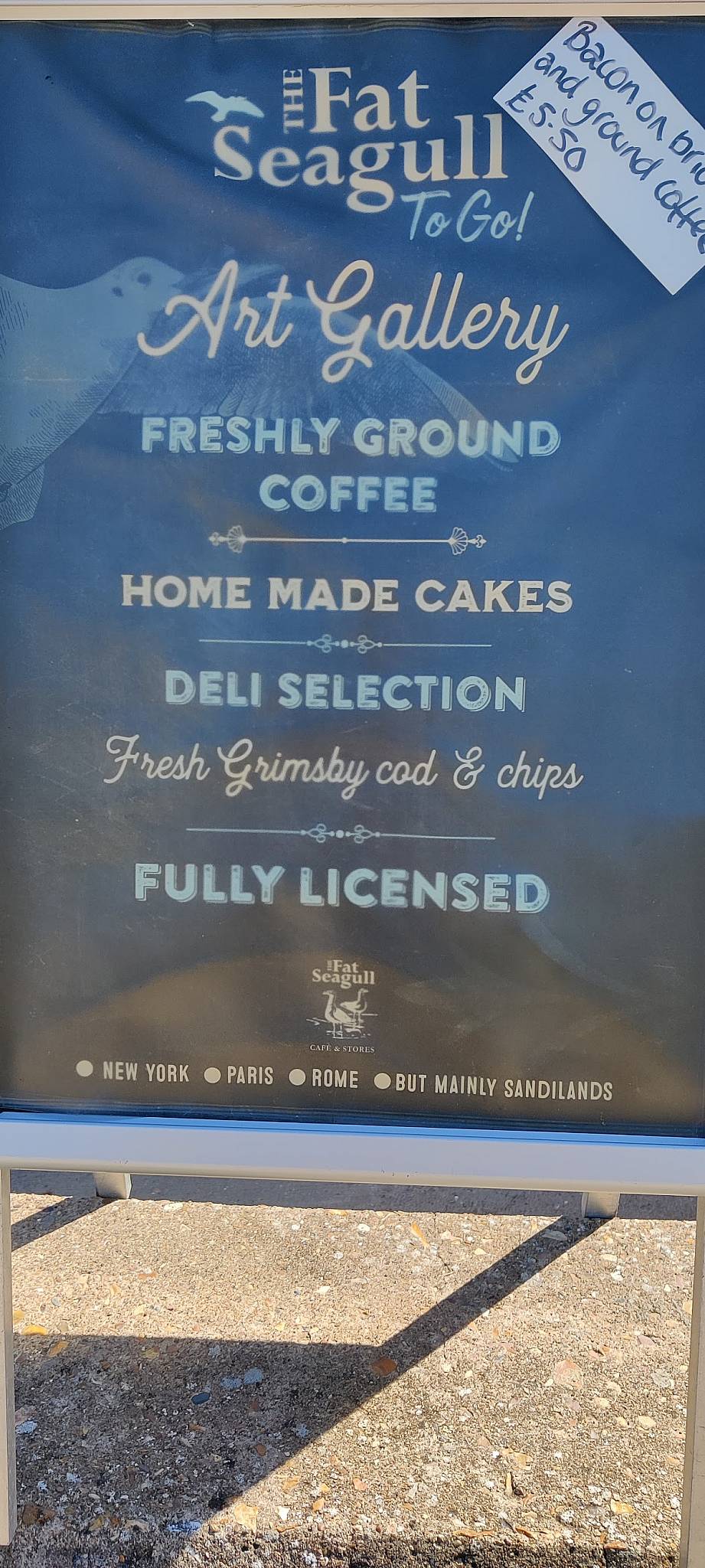Menu at Fat Seagull Café. cafe, Sutton on Sea