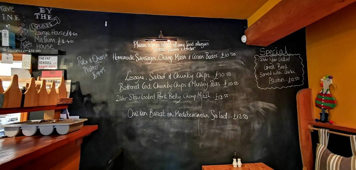 Menu at Fat Seagull Café. cafe, Sutton on Sea