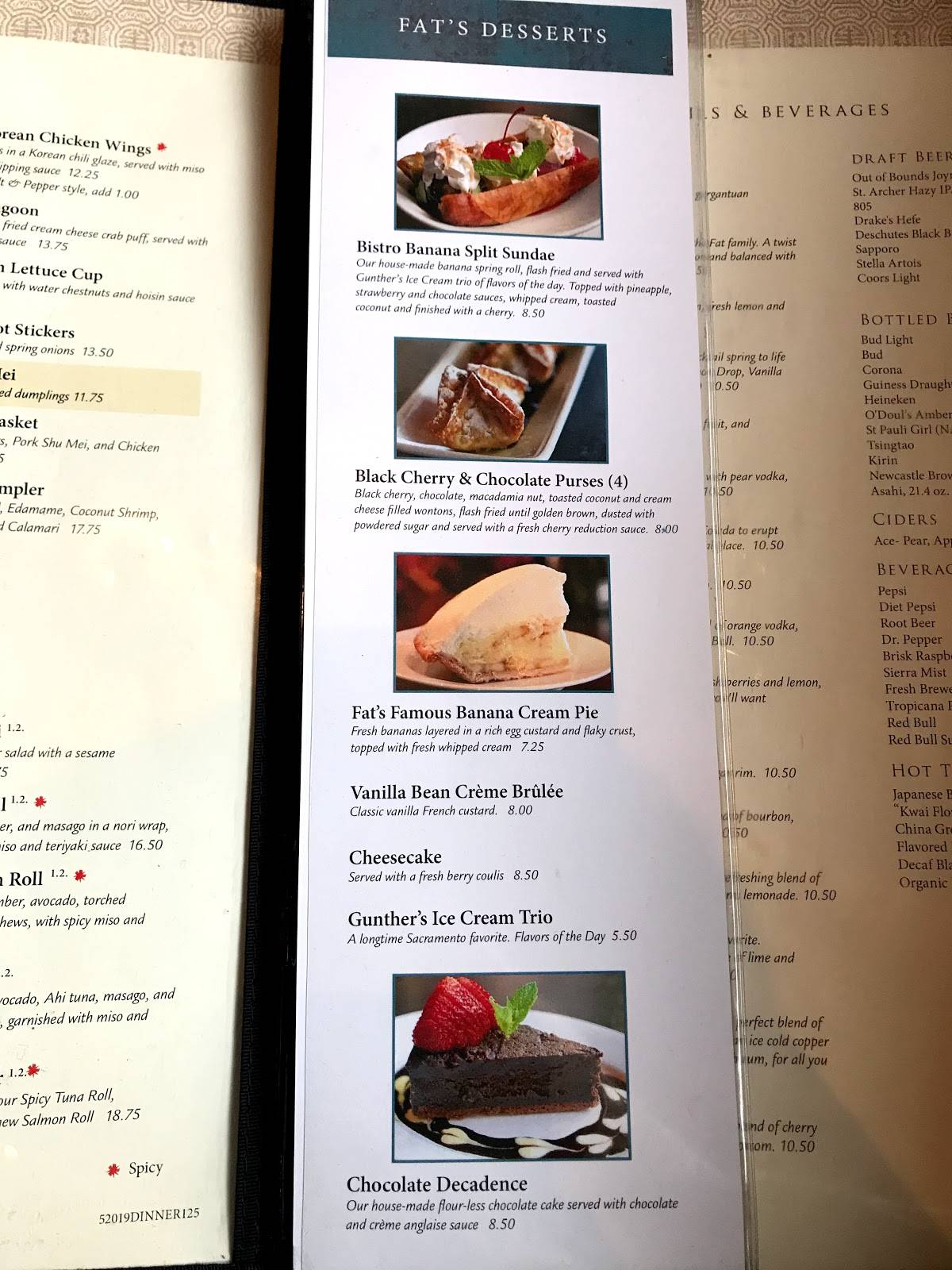 Menu at Fat's Asia Bistro Folsom restaurant, Folsom