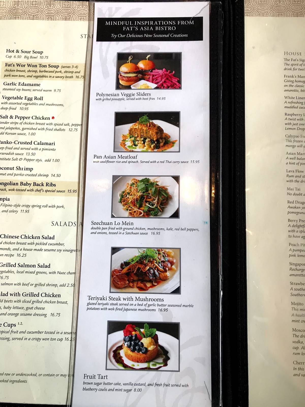 Menu at Fat's Asia Bistro Folsom restaurant, Folsom