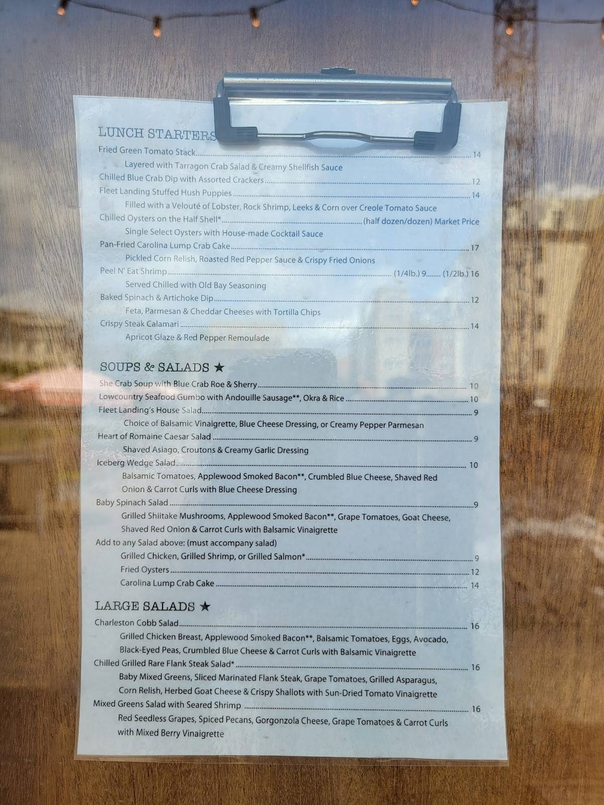 Menu at Fleet Landing Restaurant & Bar, Charleston