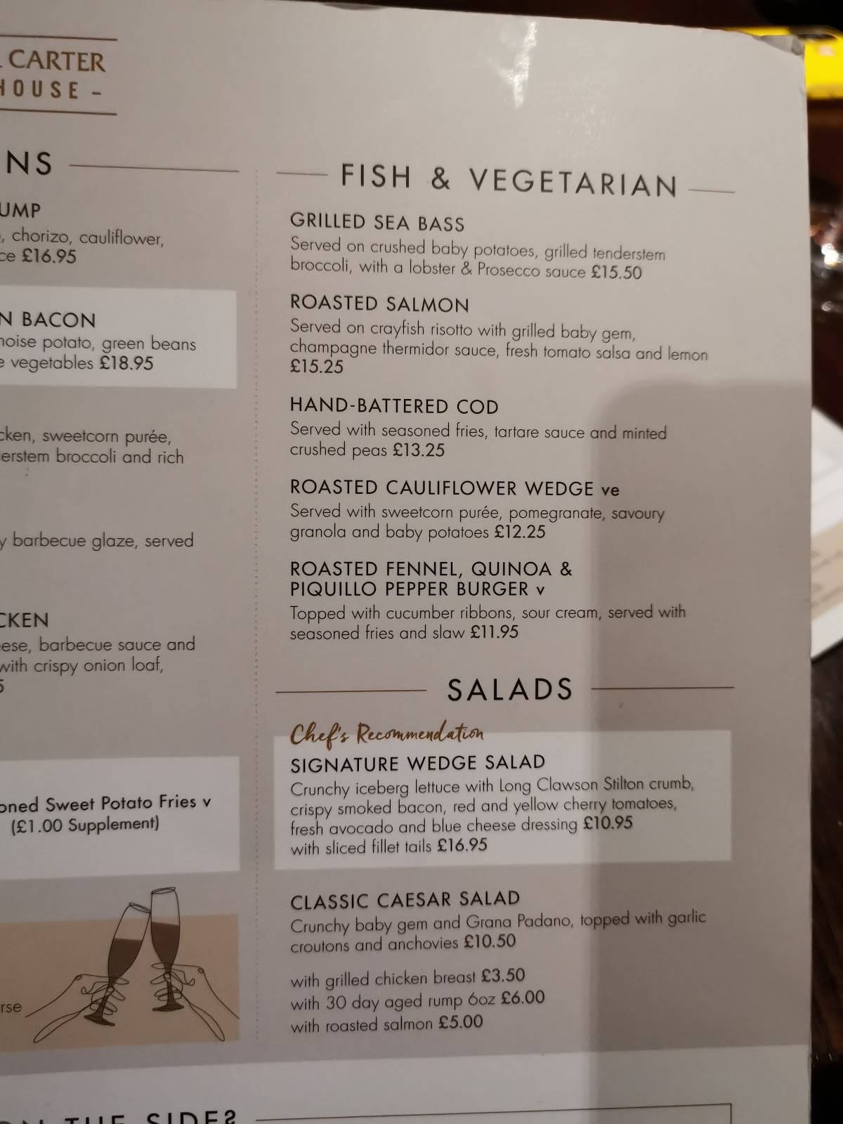 Menu at Miller & Carter Fleet pub & bar, Fleet