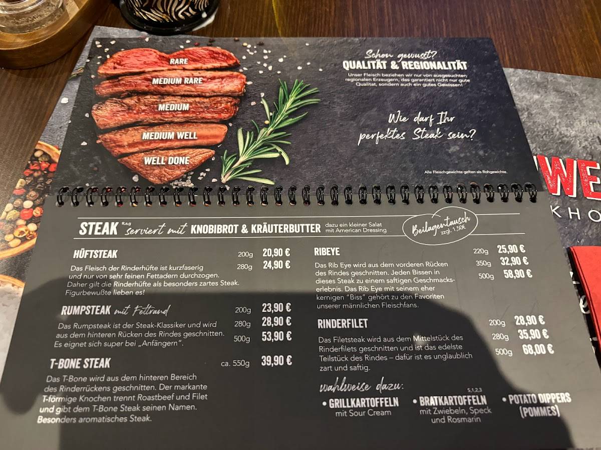 Speisekarte von Fleischwerk Steakhouse, Preetz