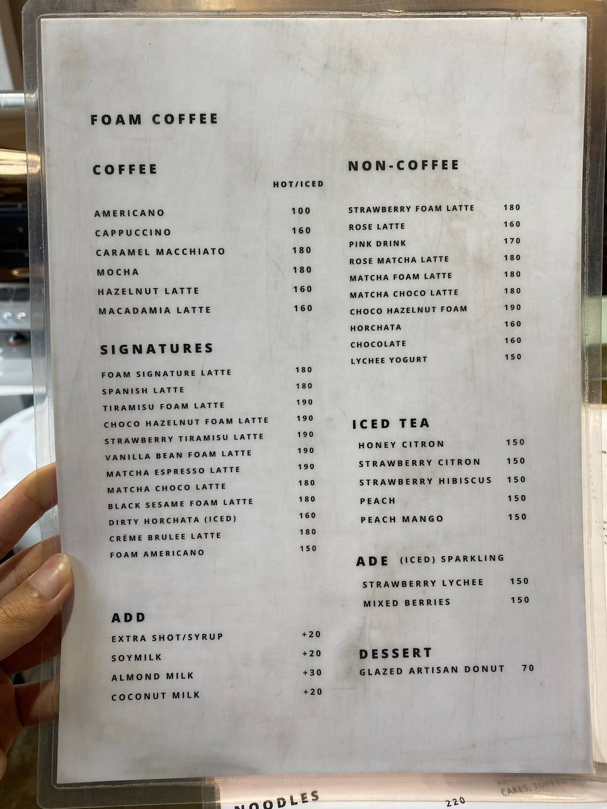 Menu at Foam Coffee - Baguio restaurant, Baguio