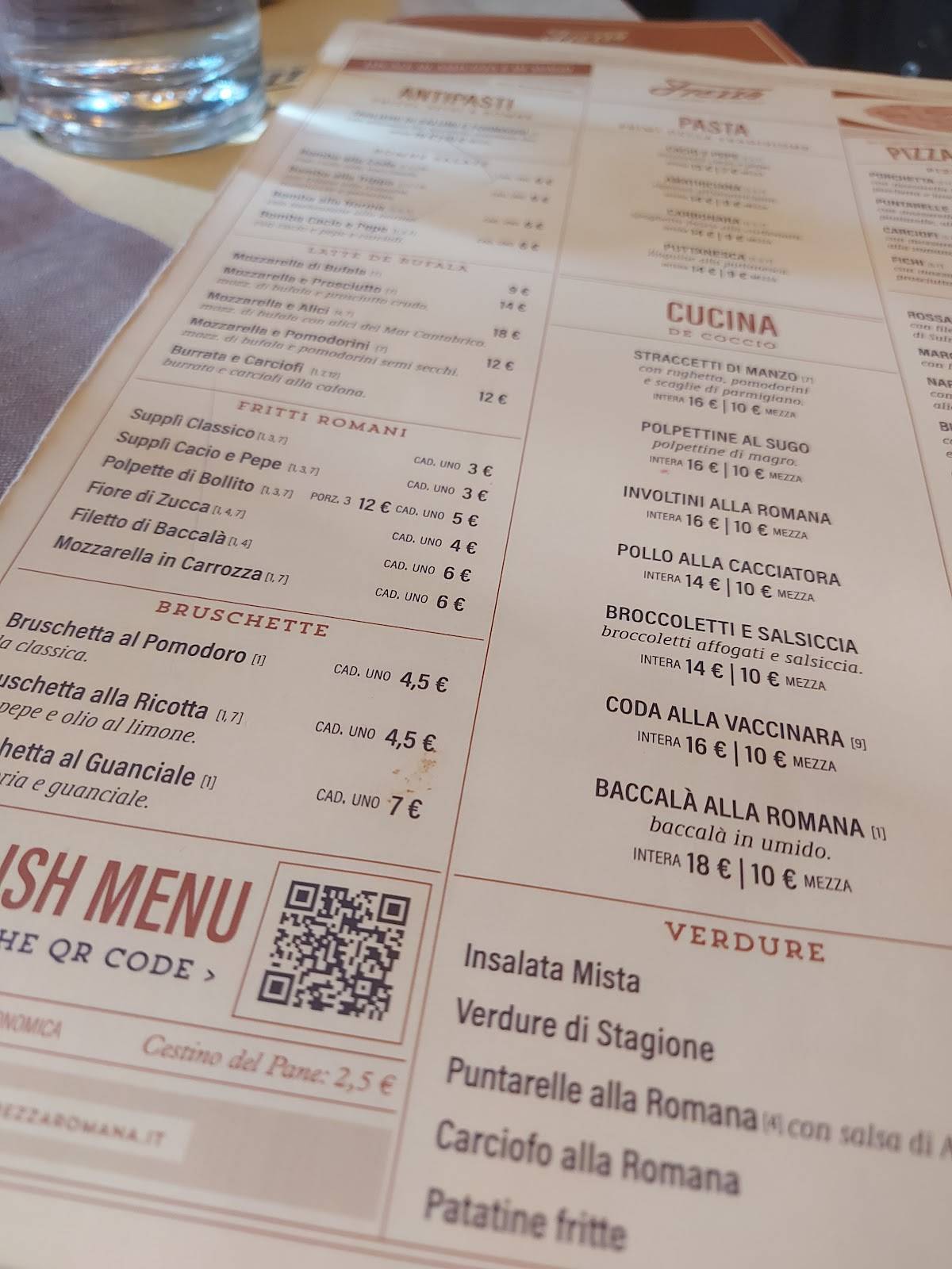 Speisekarte von Frezza - Cucina De Coccio restaurant, ROM