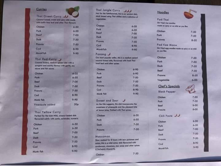 Menu at Fry-inn fast food, Preston