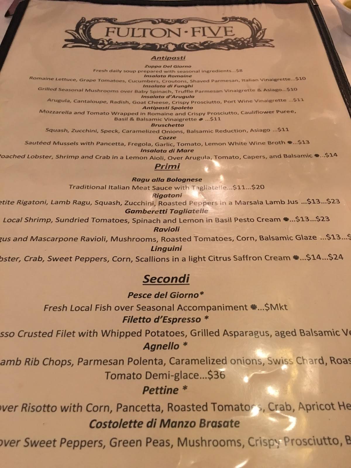 Menu at Fulton Five pub & bar, Charleston