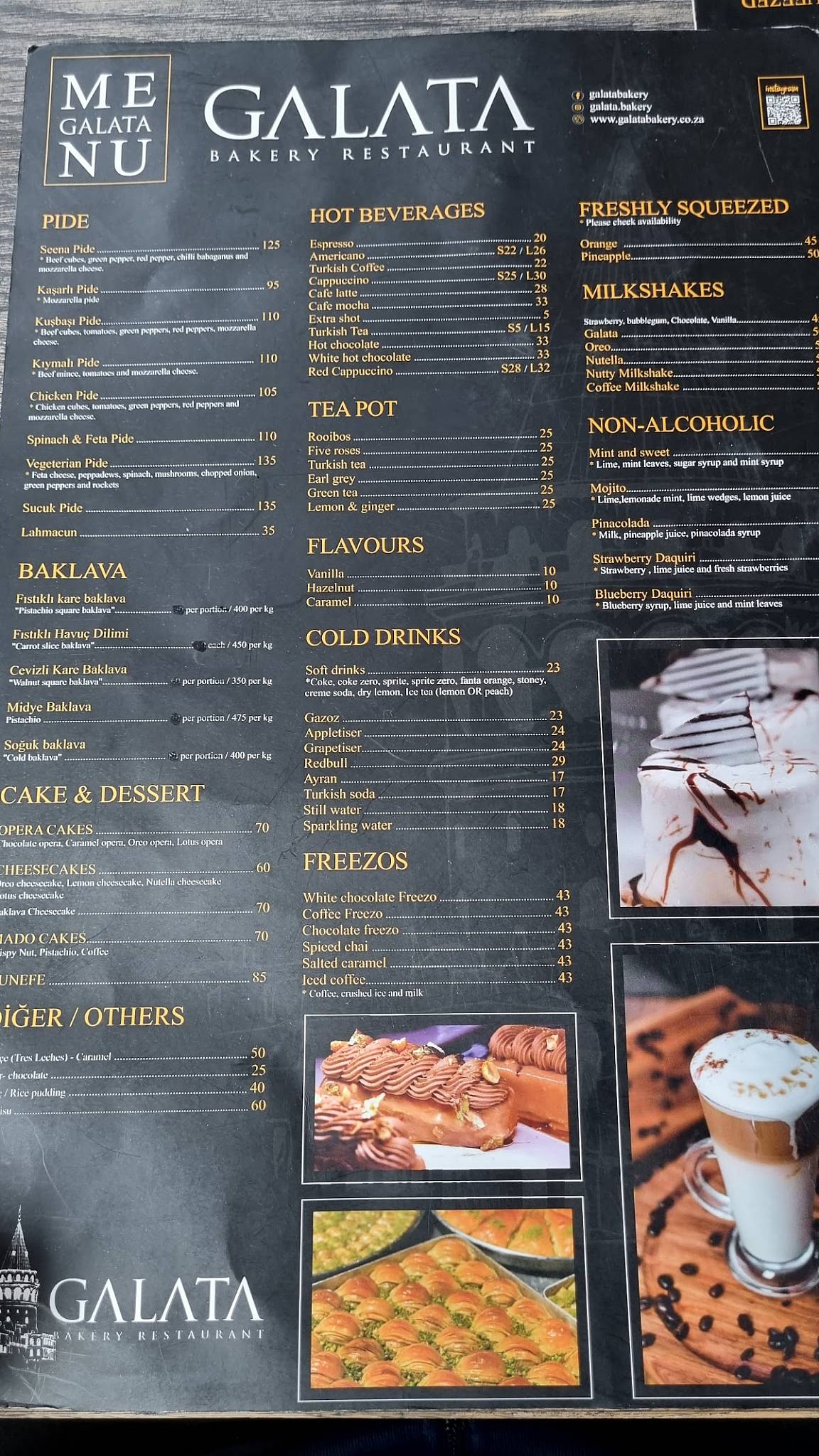 Menu at Galata Cafe & Resturant, Boksburg