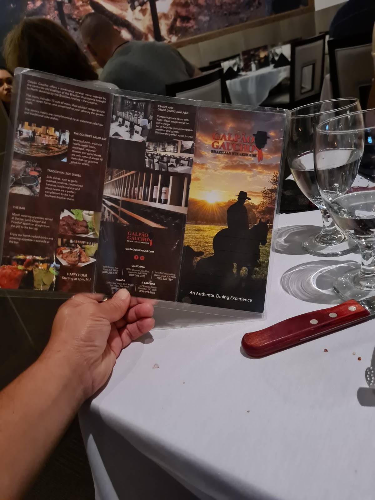 Menu at Galpão Gaucho Brazilian Steakhouse, Las Vegas