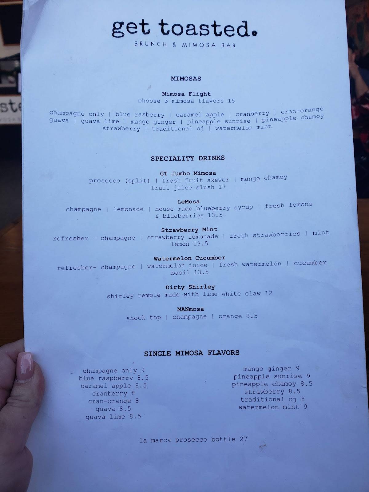 Menu at Get Toasted restaurant, Riverbank