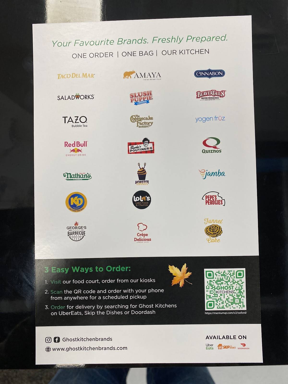 Menu at Ghost Kitchens fast food, London