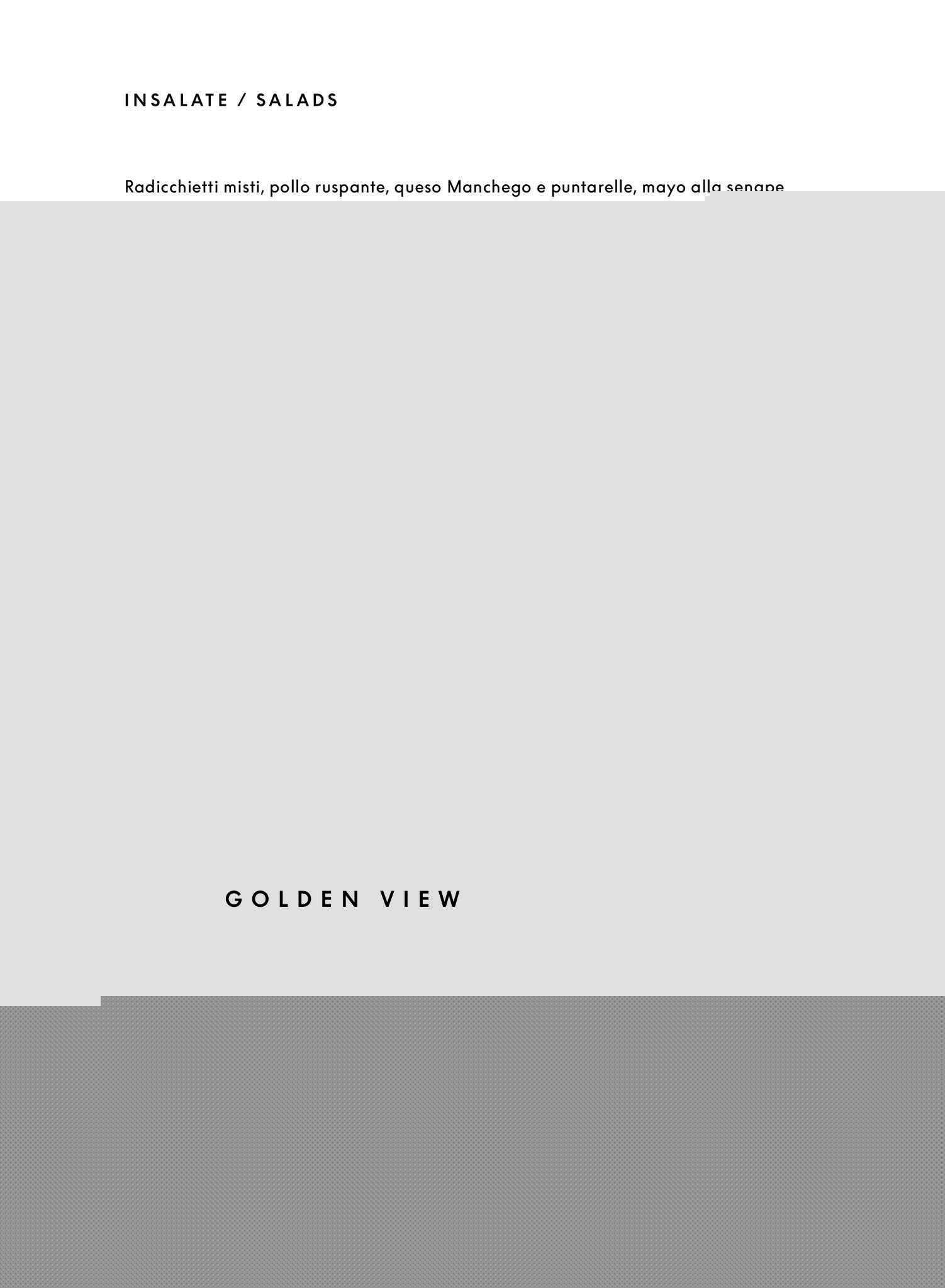 Menu at Golden View Firenze restaurant, Florence