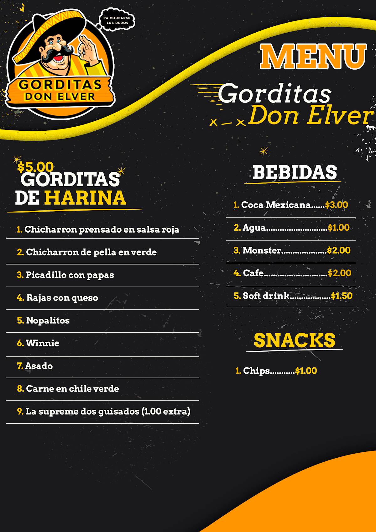 Menu at Gorditas Don Elver restaurant, Midland