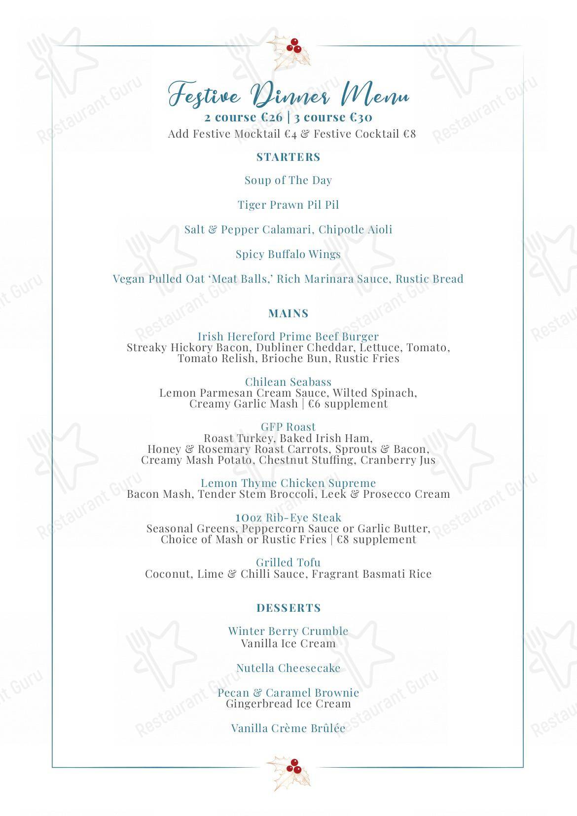 Menu at Gourmet Food Parlour Santry pub & bar, Dublin, Northwood