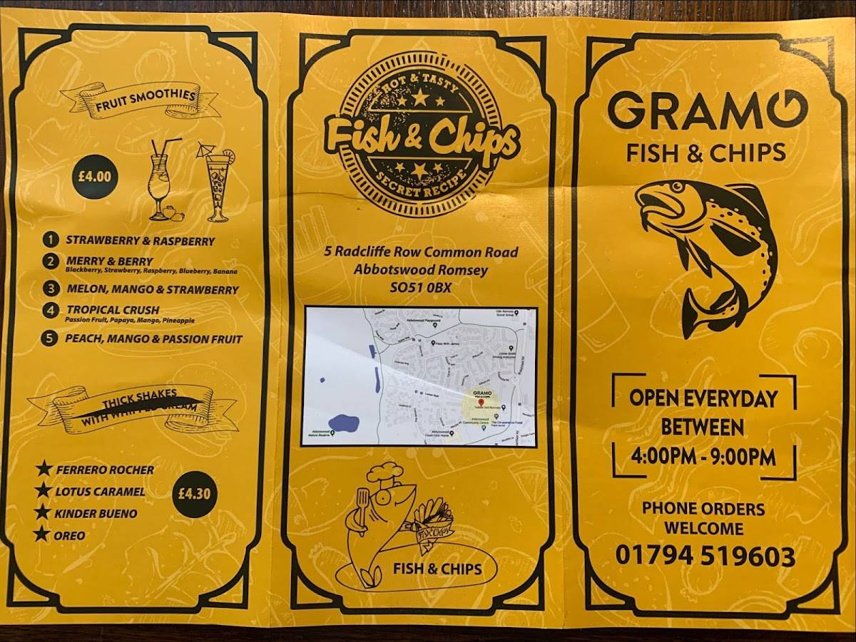 Menu at Gramo Fish & Chips fast food, Romsey