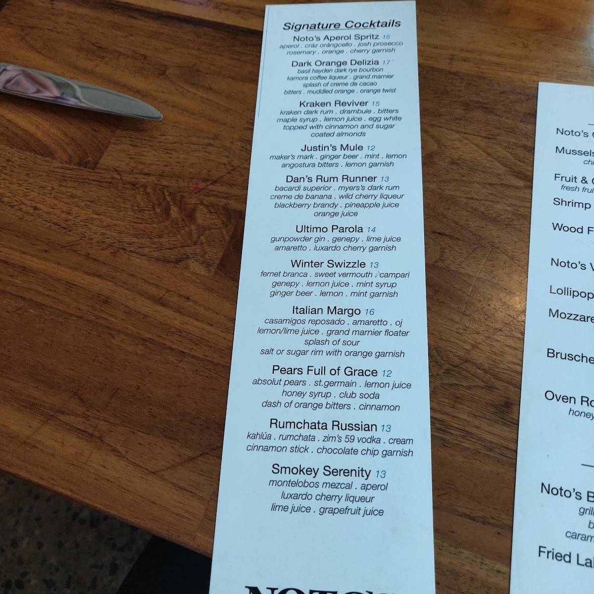 Menu at Noto's at the Bil-Mar pub & bar, Grand Haven