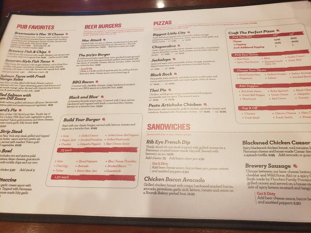 Menu at Great Basin Brewing Company ~ Reno pub & bar, Reno, S Virginia St