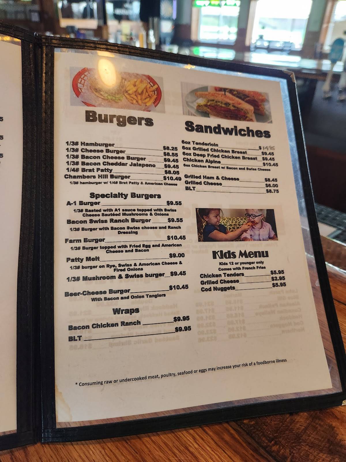 Menu at Chambers Hill pub & bar, Green Bay