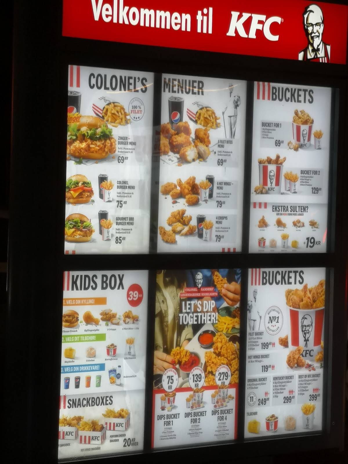 Menu at KFC restaurant, Greve Strand, Mosede Landevej 60