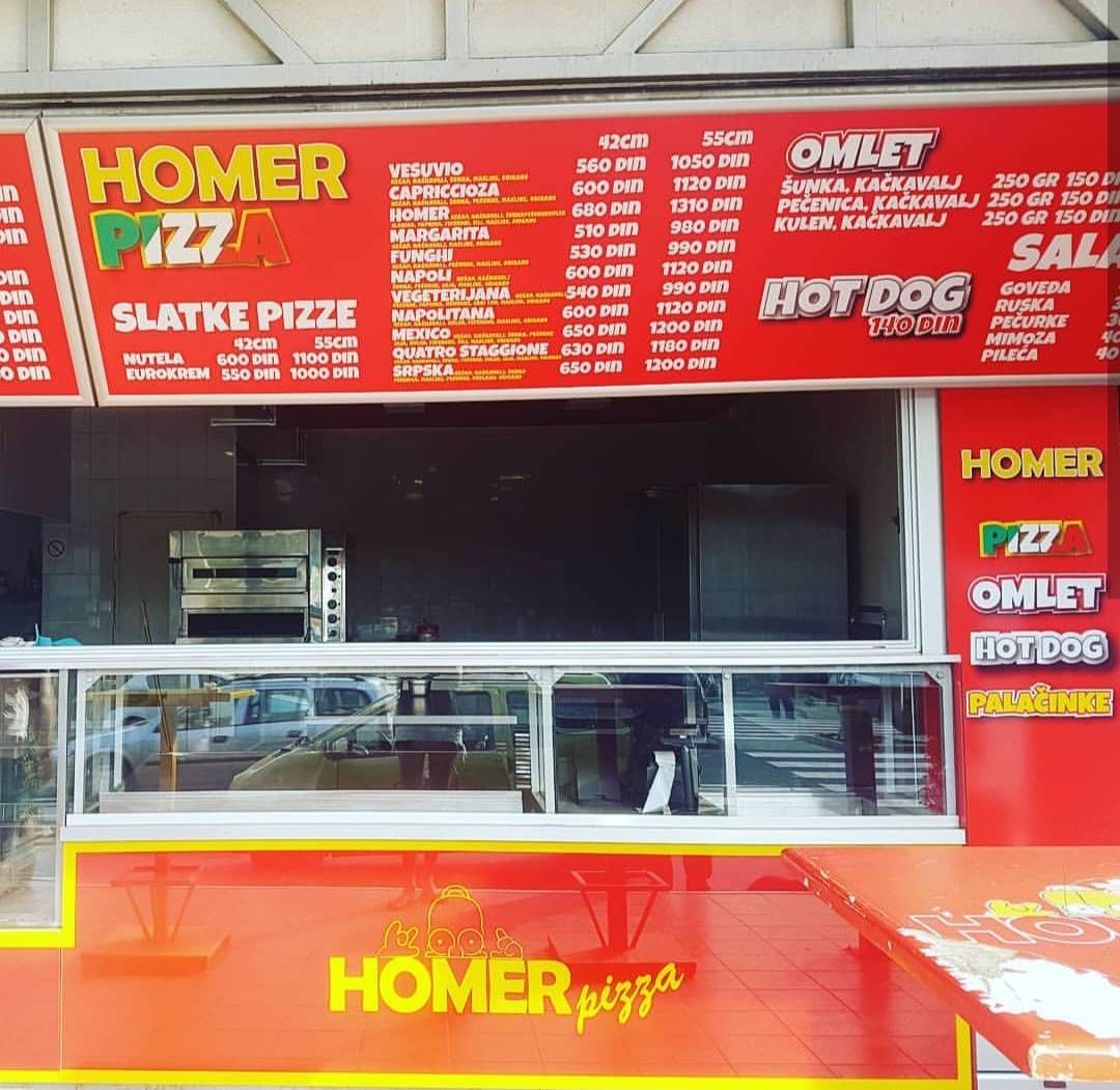 Menu at HOMER PIZZA restaurant, Belgrade, Borska 70