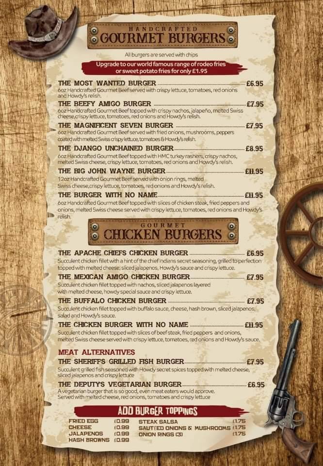 Menu at Howdy! Pudsey restaurant, Pudsey, 483 Bradford Rd