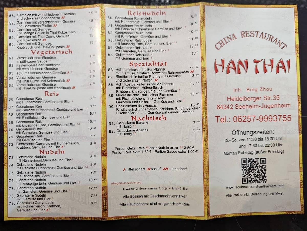 Speisekarte von Han Thai restaurant, Seeheim-Jugenheim