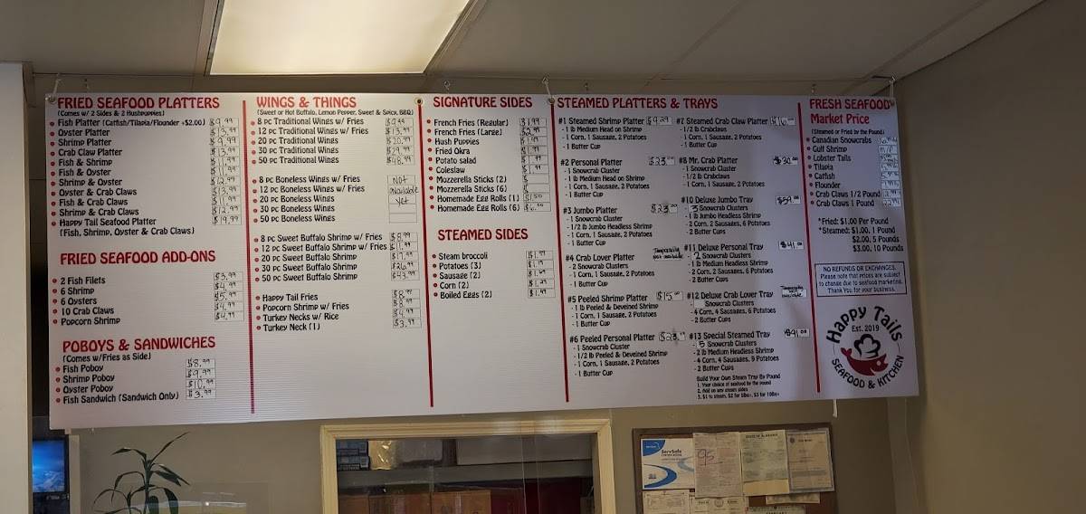 Menu at HAPPY TAILS SEAFOOD restaurant, Mobile