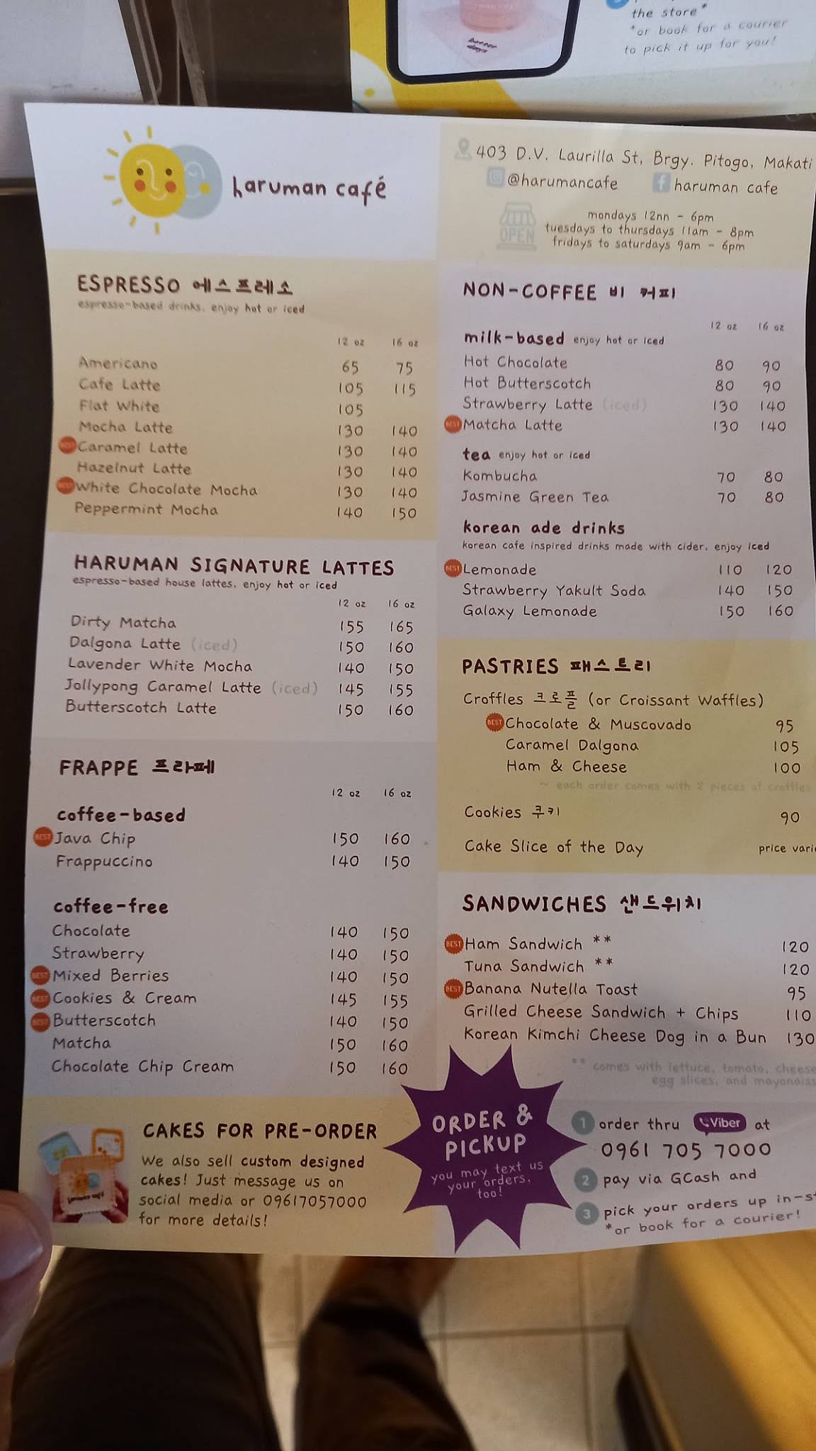 Menu at Haruman Café cafe, Makati