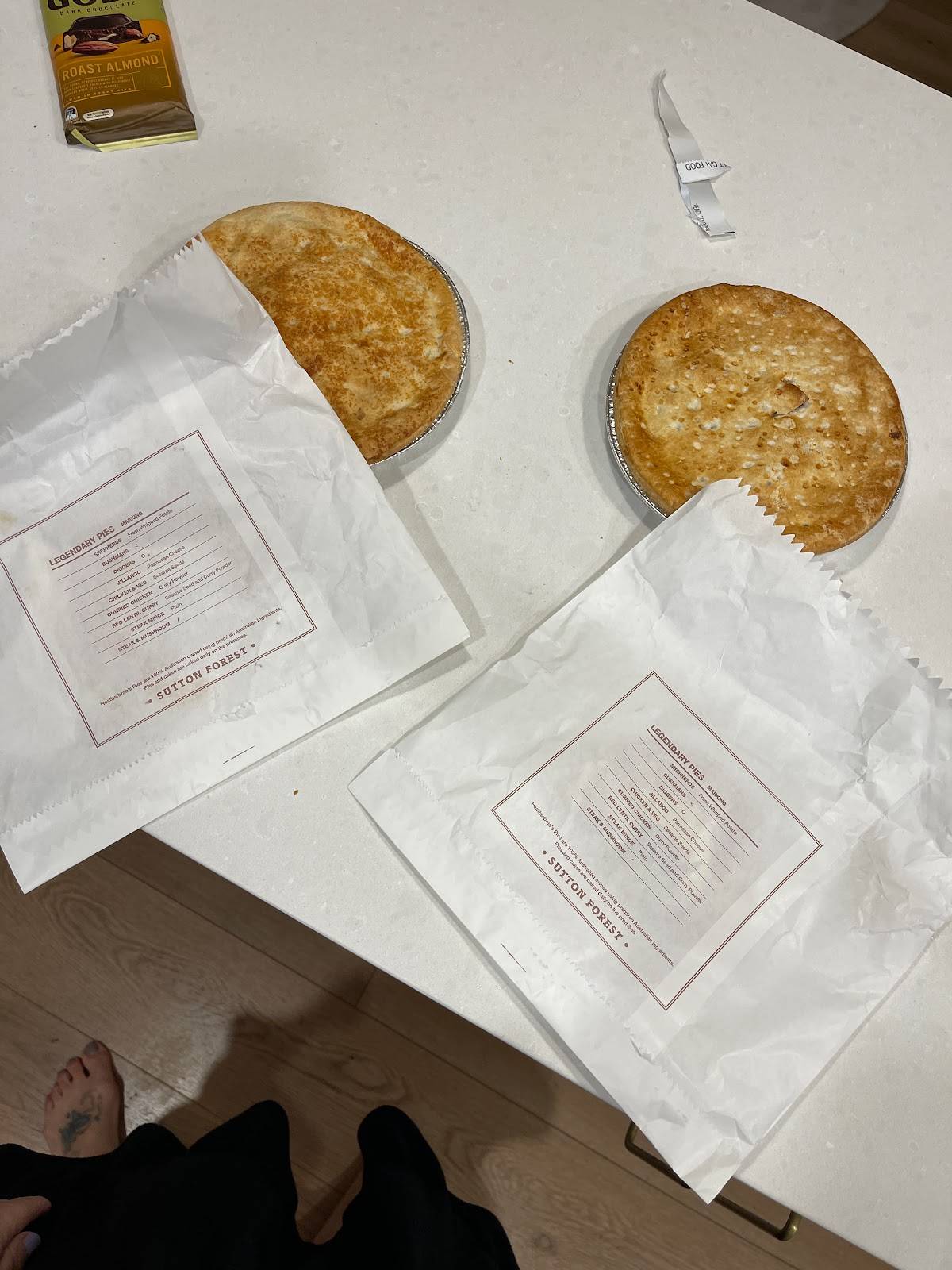 Menu at Heatherbrae's Pies restaurant, Ourimbah