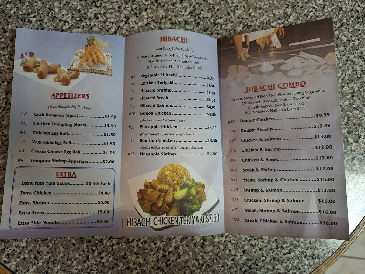 Menu at Hibachi One restaurant, South Euclid