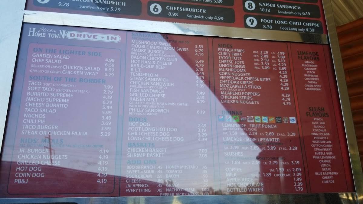 Menu at Hicks Home Town Drive-In restaurant, Chillicothe