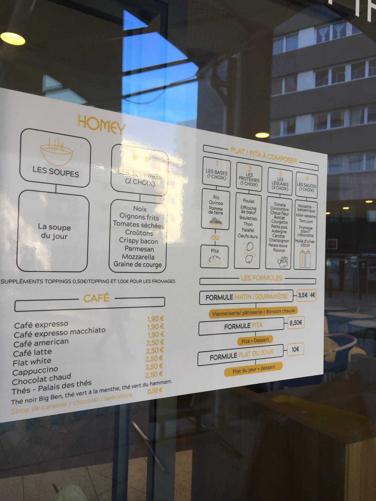 Menu at Homey Défense restaurant, Nanterre